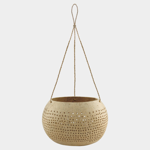 Cream Dotted Coconut Small Hanging Plant Pot – Good and Fair Online